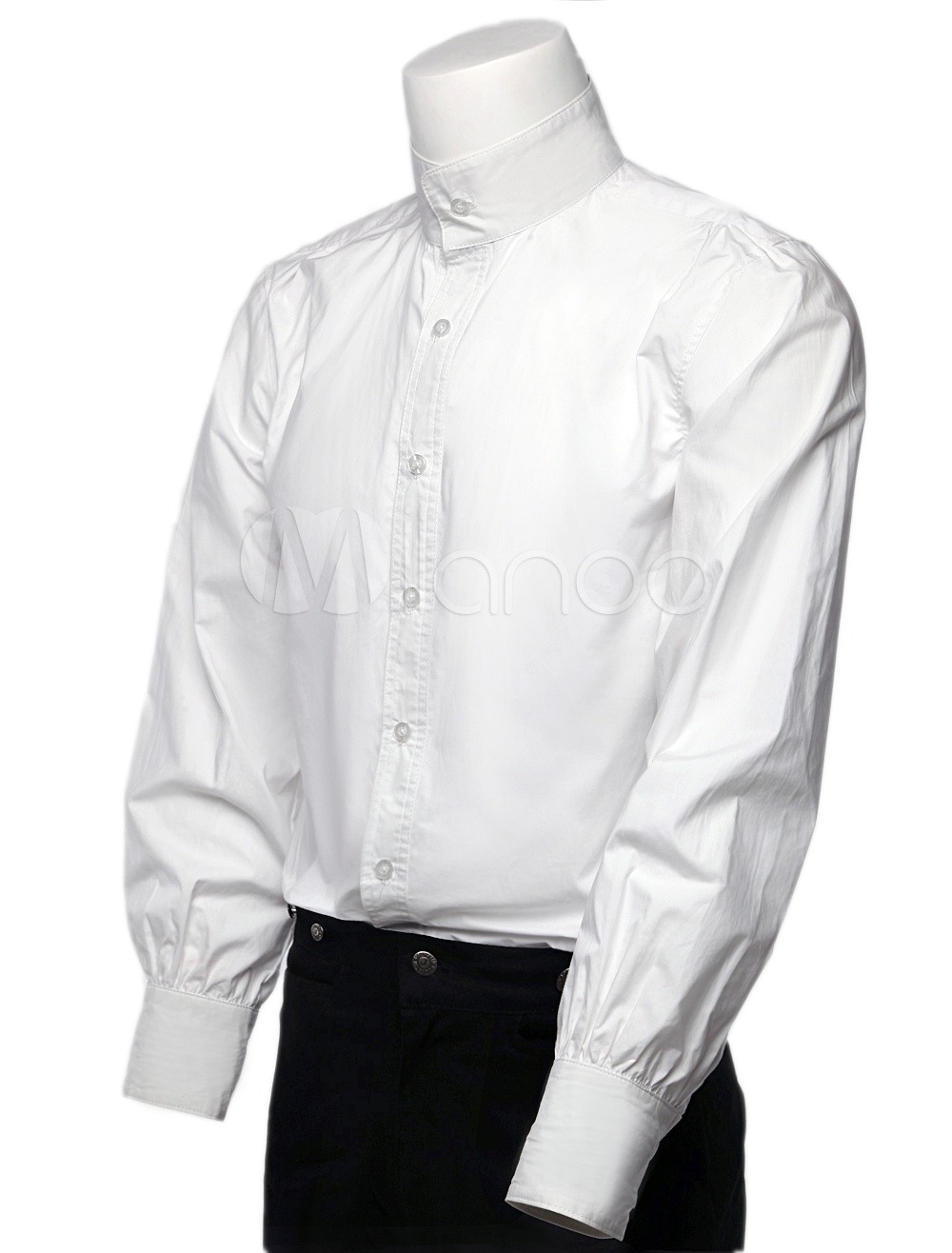 White Solid Color Pure Cotton Men's Fashion Steampunk Shirts Halloween ...