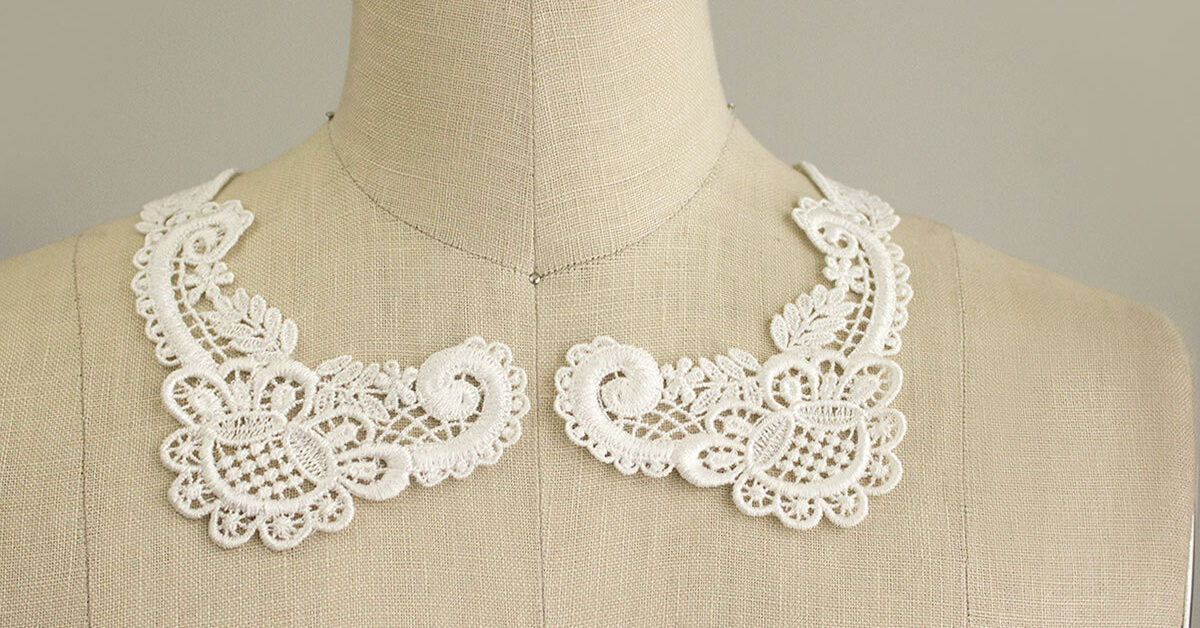 Ivory White Venise Floral Peter Pan Lace Collar / Neckline - Buy Online