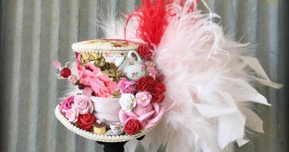 Mini Top Hat, Tea Hat, Kentucky Derby hat, Red Rose Tea Cup hat, Mad ...